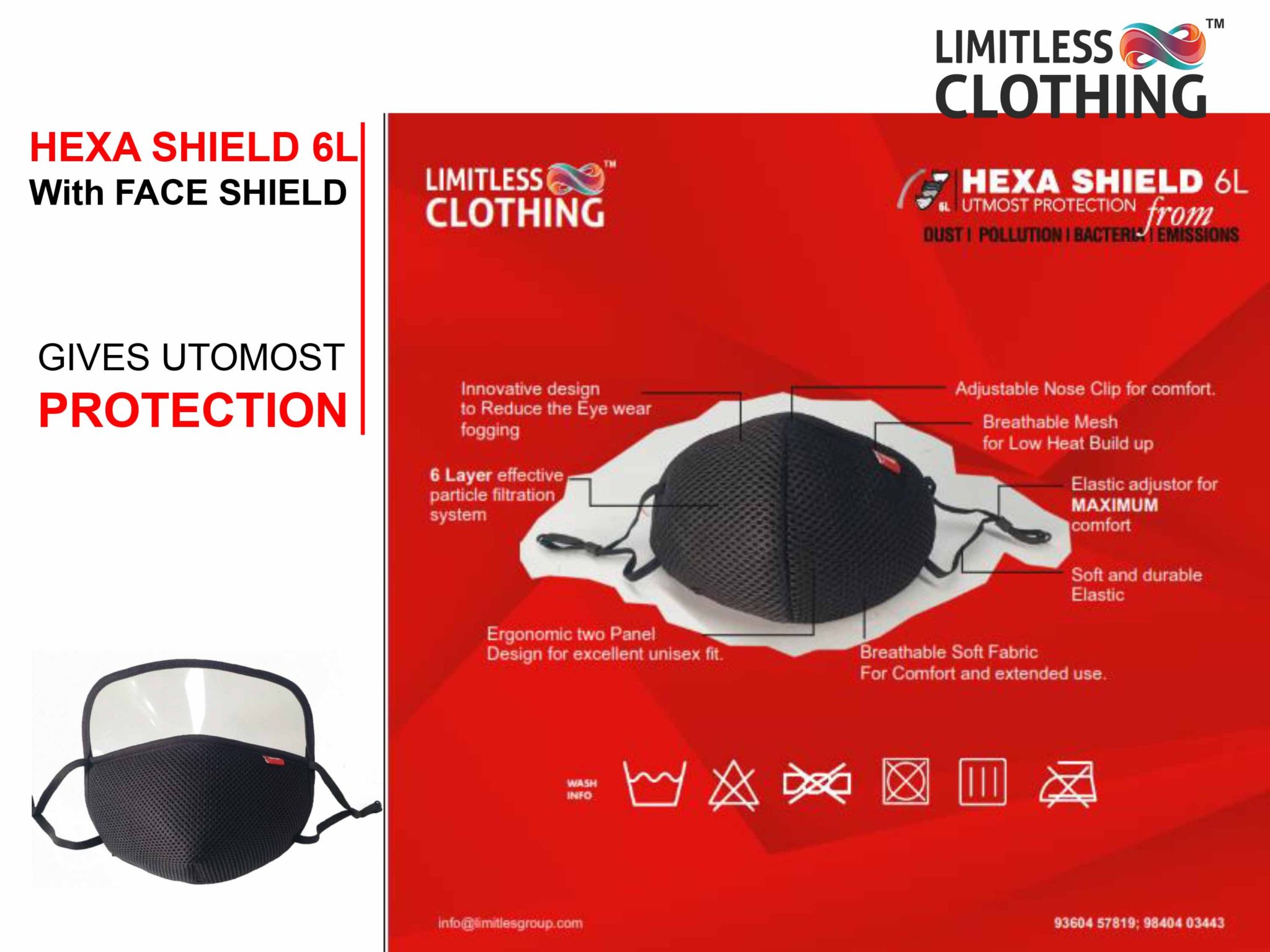 HEXA FACE SHIELD FABRIC MASK – Limitless Clothing